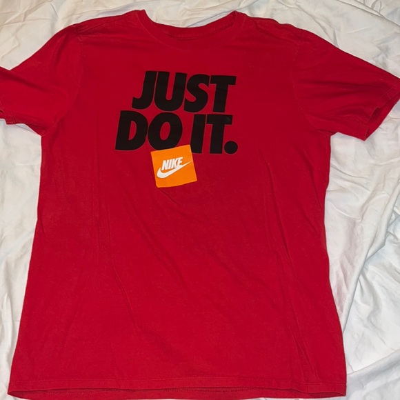Nike | Shirts | Just Do It Nike Medium Red Black Tshirt | Poshmark